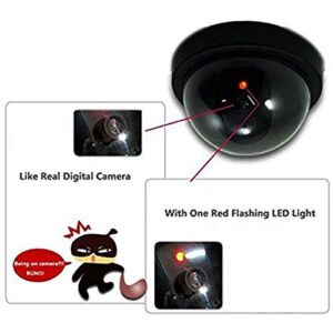 WALI Dummy Fake Security CCTV Dome Camera with Flashing Red LED Light with Security Alert Sticker Decals (SD-4), 4 Packs, Black