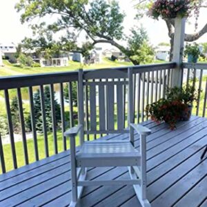 Xilingol Patio Rocking Chair Set of 2, Poly Lumber Porch Rocker with High Back, 400Lbs Support Rocking Chairs for Outdoor Garden Lawn, 2 Grey