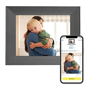 aura mason wifi digital picture frame, 9”, add photos with aura app, free unlimited storage – wirecutter’s pick for best digital photo frame 2022 – graphite