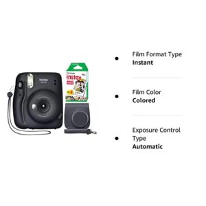 Fujifilm Instax Mini 11 Instant Camera Charcoal Gray + Minimate Custom Case + Fuji Instax Film 20 Sheets Twin Pack