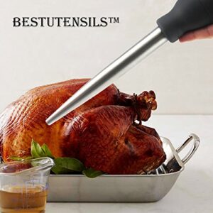 Kaycrown Stainless Steel Turkey Baster With BBQ/Grill Basting Brush, Commercial Grade Quality Rubber Bulb Including 2 Flavor Needles And Cleaning Brush For Easy Clean Up