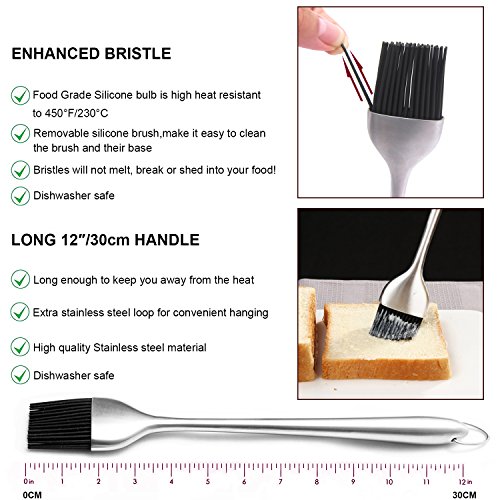 Kaycrown Stainless Steel Turkey Baster With BBQ/Grill Basting Brush, Commercial Grade Quality Rubber Bulb Including 2 Flavor Needles And Cleaning Brush For Easy Clean Up