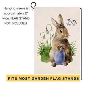 BLKWHT Easter Rabbit Small Garden Flag Vertical Double Sided 12 x 18 Inch Spring Bunny Yard Decor