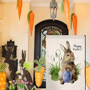 BLKWHT Easter Rabbit Small Garden Flag Vertical Double Sided 12 x 18 Inch Spring Bunny Yard Decor