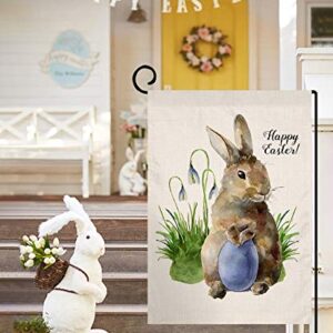 BLKWHT Easter Rabbit Small Garden Flag Vertical Double Sided 12 x 18 Inch Spring Bunny Yard Decor