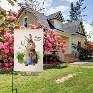 BLKWHT Easter Rabbit Small Garden Flag Vertical Double Sided 12 x 18 Inch Spring Bunny Yard Decor