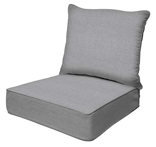 Honeycomb Outdoor Textured Solid Platinum Grey Deep Seating Patio Cushion Set: Resilient Foam Filling, Weather Resistant and Stylish Set, Seat: 24" W x 23" D x 6.5” T; Back: 27" W x 24” L