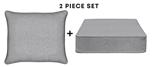 Honeycomb Outdoor Textured Solid Platinum Grey Deep Seating Patio Cushion Set: Resilient Foam Filling, Weather Resistant and Stylish Set, Seat: 24" W x 23" D x 6.5” T; Back: 27" W x 24” L