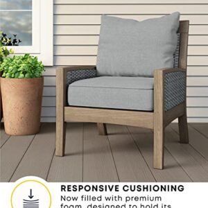 Honeycomb Outdoor Textured Solid Platinum Grey Deep Seating Patio Cushion Set: Resilient Foam Filling, Weather Resistant and Stylish Set, Seat: 24" W x 23" D x 6.5” T; Back: 27" W x 24” L