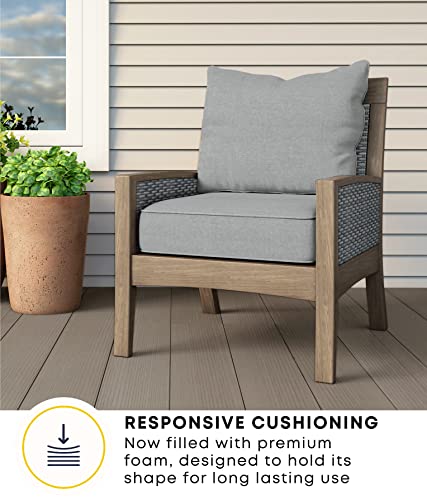 Honeycomb Outdoor Textured Solid Platinum Grey Deep Seating Patio Cushion Set: Resilient Foam Filling, Weather Resistant and Stylish Set, Seat: 24" W x 23" D x 6.5” T; Back: 27" W x 24” L