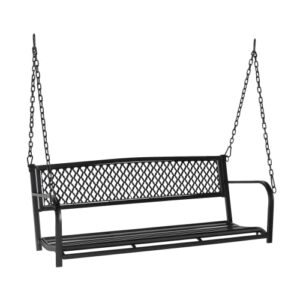 vingli upgraded metal patio porch swing, 660 lbs weight capacity steel porch swing chair for outdoors, heavy duty garden swing bench for gardens & yards (pattern 2)