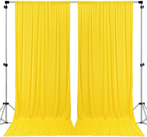 AK TRADING CO. 10 feet x 10 feet Polyester Backdrop Drapes Curtains Panels with Rod Pockets - Wedding Ceremony Party Home Window Decorations - Yellow