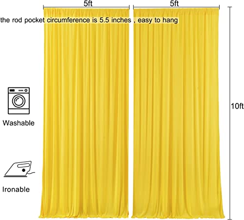 AK TRADING CO. 10 feet x 10 feet Polyester Backdrop Drapes Curtains Panels with Rod Pockets - Wedding Ceremony Party Home Window Decorations - Yellow