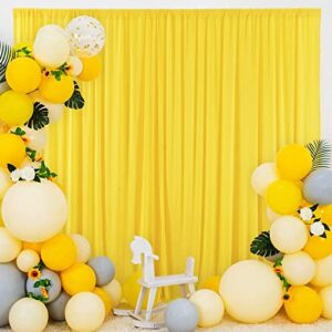 AK TRADING CO. 10 feet x 10 feet Polyester Backdrop Drapes Curtains Panels with Rod Pockets - Wedding Ceremony Party Home Window Decorations - Yellow