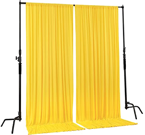 AK TRADING CO. 10 feet x 10 feet Polyester Backdrop Drapes Curtains Panels with Rod Pockets - Wedding Ceremony Party Home Window Decorations - Yellow