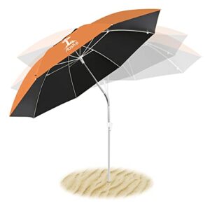 aoske beach umbrella uv 50+,umbrella with sand anchor & tilt aluminum pole, outdoor sunshade umbrella with handbag, portable beach umbrella with carry bag for beach patio garden outdoor- orange