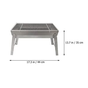 HANABASS 44cm Garden Barbecue Stove Folding Small Firewood Burner Tool Foldable Barbecue Grill Smoker Grill for Outdoor Cooking Camping Picnic Outdoor Garden Charcoal BBQ Grill Party