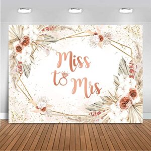 mocsicka miss to mrs bridal shower backdrop boho chic pink flowers photography background vinyl wedding bride to be cake table decorations photo booth (7x5ft)