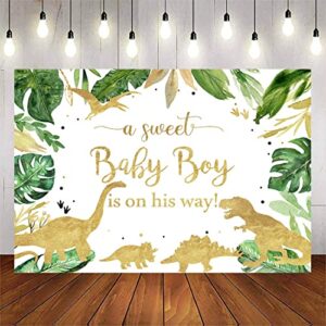 avezano dinosaur baby shower backdrops for boy jungle safari dino theme roar it’s a boy party decorations banner dinosaur hatching soon baby boy shower background supplies (7x5ft)