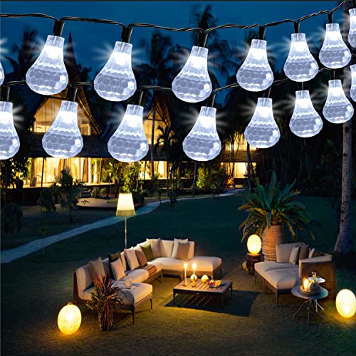 AIDDOMM 30FT 50 LED Solar String Lights, Hanging Solar Outdoor Waterproof, IP: 44, Hanging String Lights for The Garden, Wedding Festivals to Bring Romantic Atmosphere, 2 Models