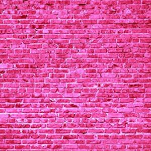 AOFOTO 7x5ft Pink Brick Wall Backdrop Happy Birthday Party Table Decoration Banner Photography Background Girl Youngster Artistic Portrait Photo Shoot Studio Props Video Drop Vinyl Wallpaper Drape