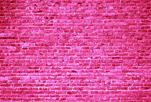 AOFOTO 7x5ft Pink Brick Wall Backdrop Happy Birthday Party Table Decoration Banner Photography Background Girl Youngster Artistic Portrait Photo Shoot Studio Props Video Drop Vinyl Wallpaper Drape