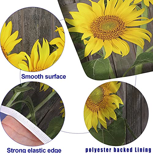 Sunflowers Picnic Bench Fitted Table Cover, Helianthus Against Weathered Aged Fence Summer Garden Photo Table Cloth, 28x72 Inch, 3 Piece Set, for Picnics Indoor and Outdoor Dining, Brown Yellow