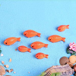 RAYNAG 50pcs Miniature Resin Red Fish Micro Landscapes Fairy Garden Figurines Potted Decoration Aquarium Dollhouse Ornament Decor for Crafting or Cake Decorating