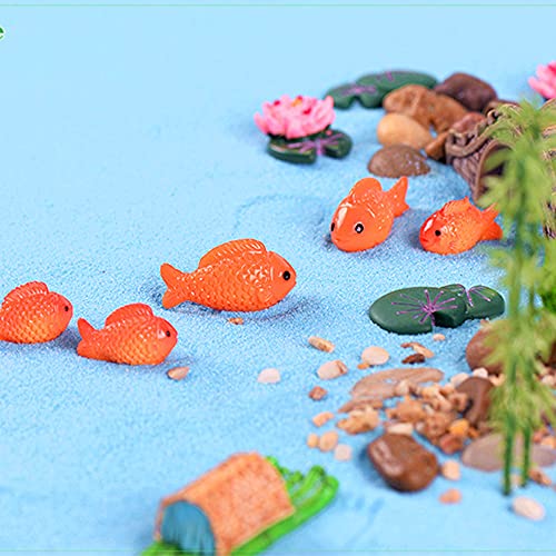 RAYNAG 50pcs Miniature Resin Red Fish Micro Landscapes Fairy Garden Figurines Potted Decoration Aquarium Dollhouse Ornament Decor for Crafting or Cake Decorating