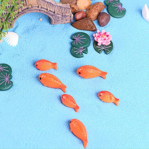 RAYNAG 50pcs Miniature Resin Red Fish Micro Landscapes Fairy Garden Figurines Potted Decoration Aquarium Dollhouse Ornament Decor for Crafting or Cake Decorating