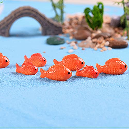 RAYNAG 50pcs Miniature Resin Red Fish Micro Landscapes Fairy Garden Figurines Potted Decoration Aquarium Dollhouse Ornament Decor for Crafting or Cake Decorating