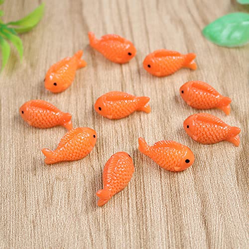 RAYNAG 50pcs Miniature Resin Red Fish Micro Landscapes Fairy Garden Figurines Potted Decoration Aquarium Dollhouse Ornament Decor for Crafting or Cake Decorating