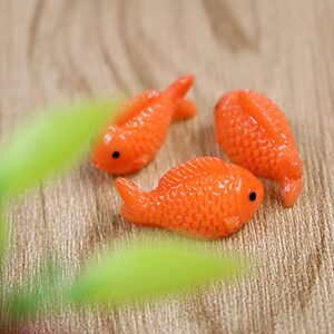 RAYNAG 50pcs Miniature Resin Red Fish Micro Landscapes Fairy Garden Figurines Potted Decoration Aquarium Dollhouse Ornament Decor for Crafting or Cake Decorating