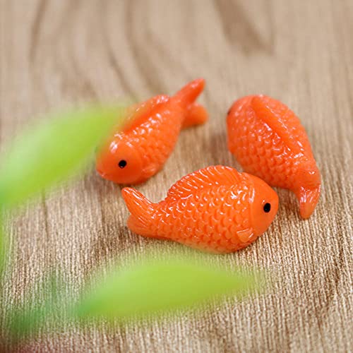 RAYNAG 50pcs Miniature Resin Red Fish Micro Landscapes Fairy Garden Figurines Potted Decoration Aquarium Dollhouse Ornament Decor for Crafting or Cake Decorating