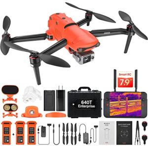 autel robotics evo ii dual 640t enterprise bundle, 640*512@30fps thermal imaging sensor＆8k visual camera, 10+ multiple temperature measurement modes, 720° no blind spot, 42mins flight time, ads-b receiver&data encryption, f-ree thermal analysis tool, 1-1