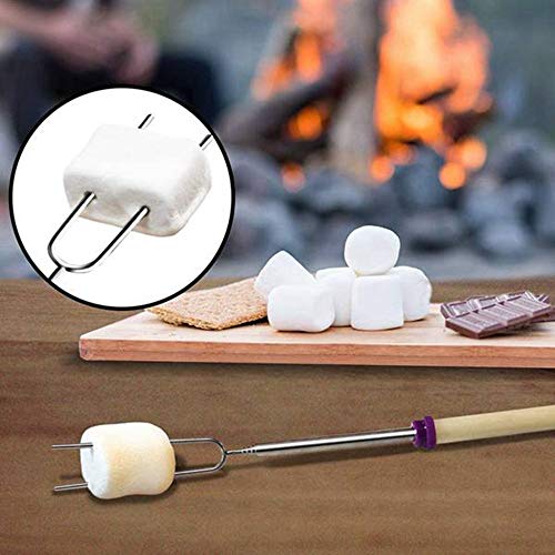 12Pack Marshmallow Roasting Sticks Telescoping Campfire Roasting Skewers Extendable 32Inch Wooden Handle Hot Dog Smore Sticks Marshmallow Skewers for Fire Pits