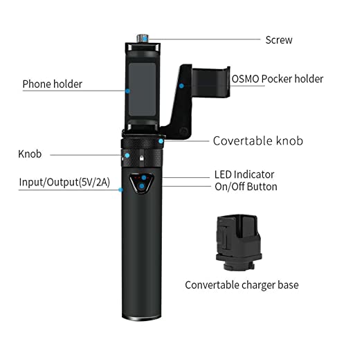 Smatree Portable Osmo Pocket 2 PowerStick(Power Bank) Compatible for DJI Osmo Pocket 2 & DJI Osmo Pocket, Handheld Smartphone Holder Mount Bracket for Osmo Pocket Camera