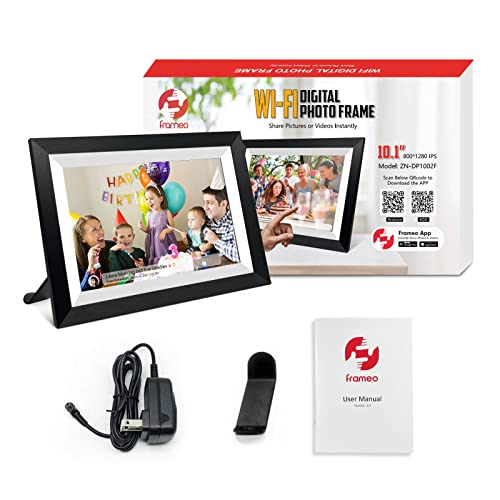 FRAMEO 10.1 Inch Smart WiFi Digital Photo Frame 1280x800 IPS LCD Touch Screen, Auto-Rotate Portrait and Landscape, Built in 16GB Memory, Share Moments Instantly via Frameo App from Anywhere