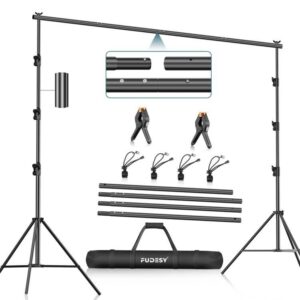 fudesy photo video studio 10 x 10ft heavy duty adjustable backdrop stand,background support system for photography with carry bag,two pieces spring clamps