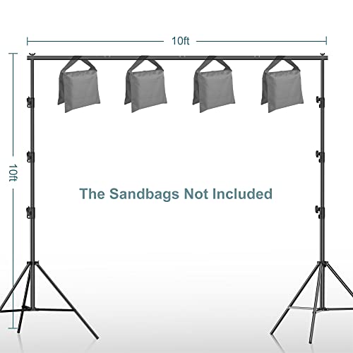 FUDESY Photo Video Studio 10 x 10Ft Heavy Duty Adjustable Backdrop Stand,Background Support System for Photography with Carry Bag,Two Pieces Spring Clamps