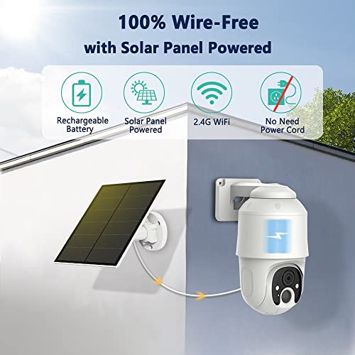 HOSAFE.COM Security Cameras Outdoor Wireless Solar Powered, Pan Tilt Battery WiFi Cameras for Home Security, 2K Color Night Vision, 2 Way Talk, PIR Human Motion Detection & Phone Alerts