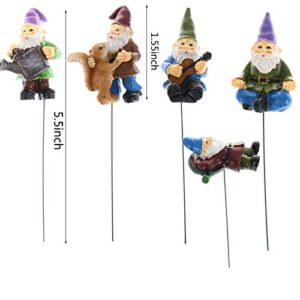 Haomian Set of 5 Miniature Garden Gnomes Mini Gnome Figures Waterproof Resin Ornament Miniature Fairy Garden Ornaments Outdoor Accessories Micro Landscape Decoration