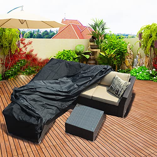 Patio Furniture Cover Waterproof Heavy Duty Cover Outdoor Table Covers Lawn Chair Sofa Fabric Covers Sets for Table Protection Dining Table and Chair Dustproof Cover,Black 91L x 91W x 28H Inches