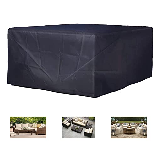 Patio Furniture Cover Waterproof Heavy Duty Cover Outdoor Table Covers Lawn Chair Sofa Fabric Covers Sets for Table Protection Dining Table and Chair Dustproof Cover,Black 91L x 91W x 28H Inches