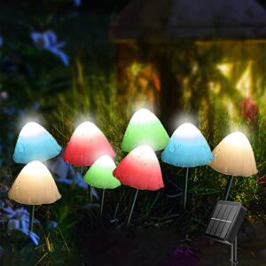 mengji life solar garden lights, garden decor solar mushroom lights outdoor waterproof – 20 pack 8modes