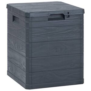 inlife garden storage deck box,plastic lockable garden container cabinet toolbox for patio, lawn, poolside, backyard outdoor anthracite 16.7″x17.3″x19.7″(wxdxh)(23.8 gal)