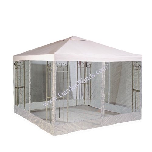 Garden Winds 10' x 10' Single Tiered Replacement Gazebo Canopy Top Cover and Netting Set - Beige