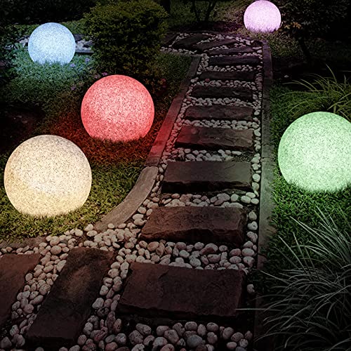 ZKI Solar Big Ball Light, Courtyard Solar Lights Decoration, High-end, Luxurious Atmosphere, Marble Pattern, Suitable for Gardens, Courtyards, Patio, Swimming Pools Side. (Diameter 7.8 INCH)