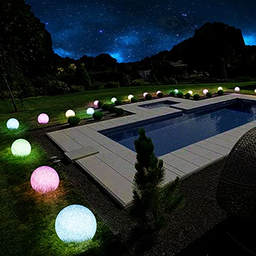 ZKI Solar Big Ball Light, Courtyard Solar Lights Decoration, High-end, Luxurious Atmosphere, Marble Pattern, Suitable for Gardens, Courtyards, Patio, Swimming Pools Side. (Diameter 7.8 INCH)