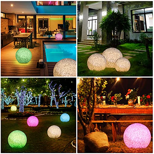 ZKI Solar Big Ball Light, Courtyard Solar Lights Decoration, High-end, Luxurious Atmosphere, Marble Pattern, Suitable for Gardens, Courtyards, Patio, Swimming Pools Side. (Diameter 7.8 INCH)